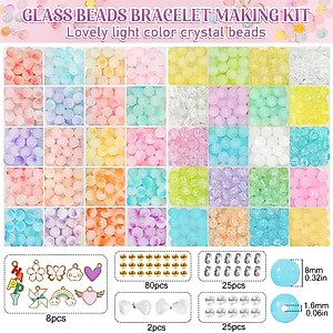 Acerich 2 Boxes Glass Beads for Jewelry Making, 44 Colors 8 mm Crystal Beads for Bracelets for DIY Crafts Birthday Gifts Round Friendship Bracelet Kit, SKU-038-1-A