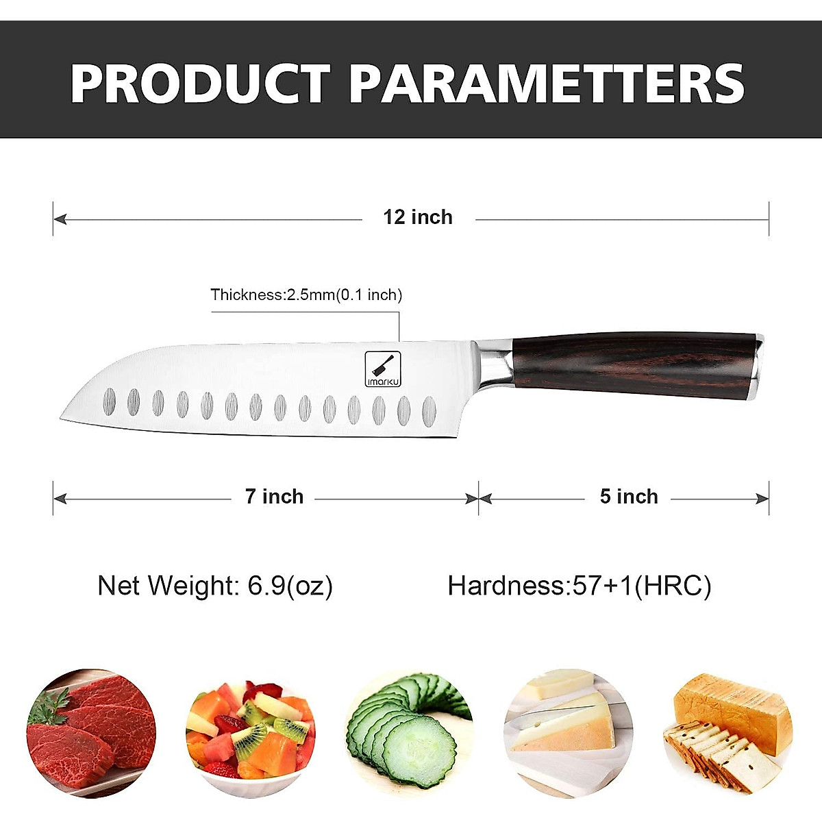 imarku 7 Inch Santoku Knife and 6 Inch Boning Knife German HC Stainless Steel Professional Knife with Ergonomic Pakkawood Handle for Home Kitchen