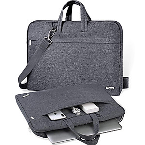 V Voova Laptop Bag Carrying Case 15 15.6 16 inch with Shoulder Strap, Slim Computer Sleeve Compatible for MacBook Pro 15/16, 15" Surface Laptop, Dell XPS 15, HP Asus Acer Lenovo Notebook, Grey