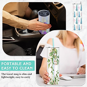 Zhehao 8 Pcs 20 oz Glitter Sublimation Tumblers Bulk Rainbow Paint Straight Skinny Steel Blank Tumbler Set with Lid Straw, Brush, Base, Shrink Wrap, Heat Resistant Gloves, Heat Transfer Tape, Paper