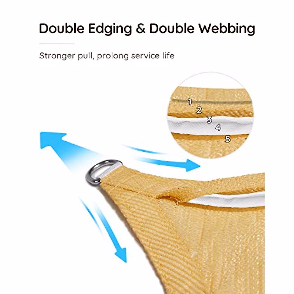 Quictent 12x12x12ft Fire-Retardant Sun Shade Sail Triangle 185G HDPE Canopy with Hardware Kit 98% UV Block for Outdoor Patio Garden (Sand)