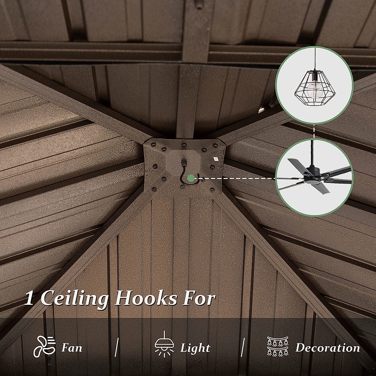 Domi 12' X 12' Wood Gazebo, Cedar Frame Hardtop Gazebo with Galvanized Steel Double Roof, Netting & Curtains, Patio Pergola Pavilion for Patio, Backyard, Deck, Lawns