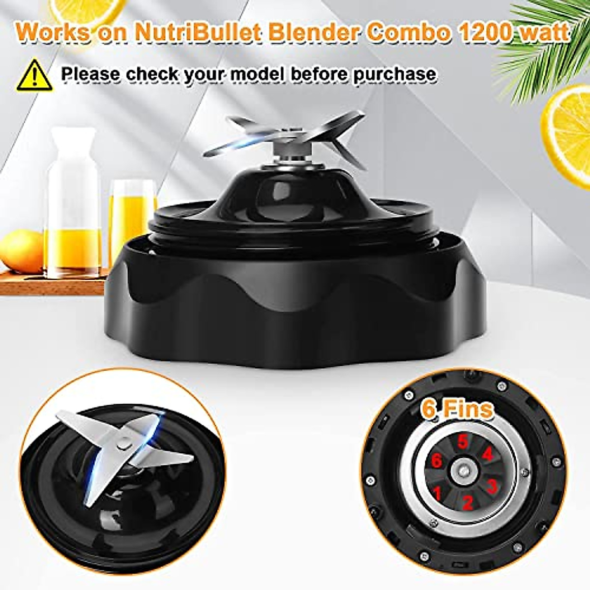 24oz Cup Pro 1000 Blender Blade Compatible with Nutri-bullet Blender Combo Select 1200 1000W Blender Motor Base NBC12A With 2x Lids Replacement Part For Combo Easy Twist Extractor Blade