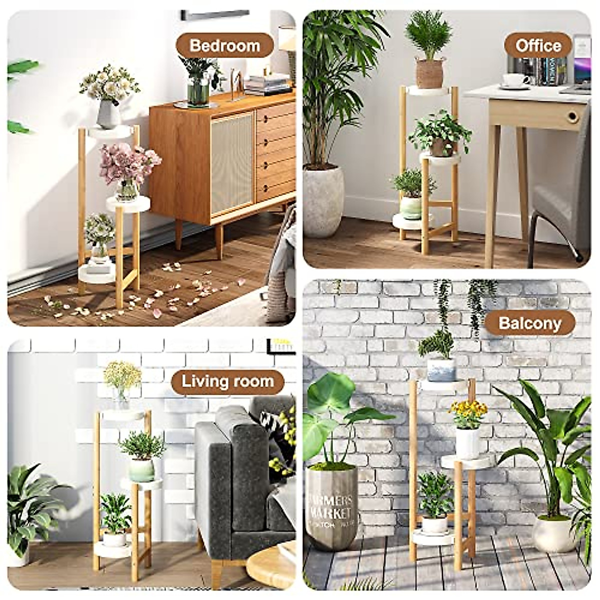 FILWH Plant Stand Indoor Outdoor Plant Rack 3 Tier 3 Potted Flower Holder Ladder Plant Stands Table Plant Pot Stand For Multiple For Balcony Window Living Room Garden Patio (3 Tier)