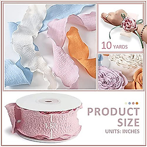 Ornales Chiffon Ribbon 1-1/2"x 10yd Cotton Texture Lotus Leaf Edge for Gift Wrapping Baking Decor Party Decor Rustic Wedding Invitation Bows Florist Bouquet Supplies (Basic)
