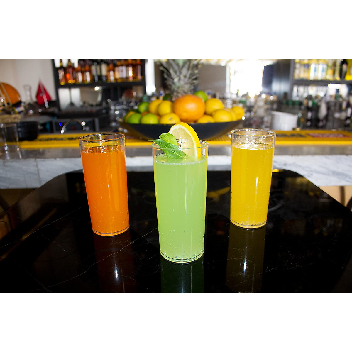 Premium Quality Plastic Drinking 8.1-ounce Glasses, Clear, Unbreakable Polycarbonate Highball Tumblers for Water, Juice, Cocktails, Dishwasher Safe, Tall for Indoor Outdoor Use, Reusable (Set of 12)