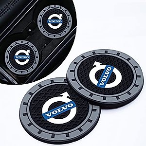 for Volvo Car Cup Holder Coaster,Cup Holder Insert Coaster for Volvo XC60 S40 S60 S90 XC40 XC70 XC90 V40 V60 V90 S80 S80L,Anti Slip Car Cup Coaster for Volvo Car Interior Accessories,Black