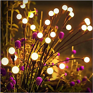 BCGA Solar Firefly Garden Lights, Outdoor Waterproof Solar Yard Light, for Christmas Outside Patio Pathway Landscape Decorations 8 Modes Warm White(2 Pack 20 LED)