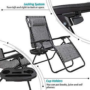 Flamaker Zero Gravity Chair with Canopy Outdoor Lounge Chair Folding Patio Recliners Adjustable Lawn Lounge Chair with Pillow for Poolside, Yard and Camping (Grey)