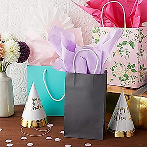 Sparkle and Bash Grey Gift Bags with Handles, Small Size (5 x 9 x 3 in, 25 Pack)