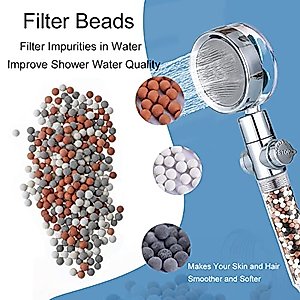 2022 High Pressure Filter Shower Head with Handheld, Hydro Jet Turbo Fan Shower Head with Mineral Beads, 360°Rotating Turbocharged Shower Head with Pause Switch, Removable and Easy to Install