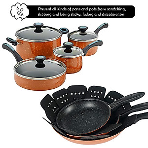 BYKITCHEN Pan Protector with Stars, Set of 12 and 3 Different Sizes, Black Pan Separators, Felt Pot Protectors for Stacking and Separating Your Cookware
