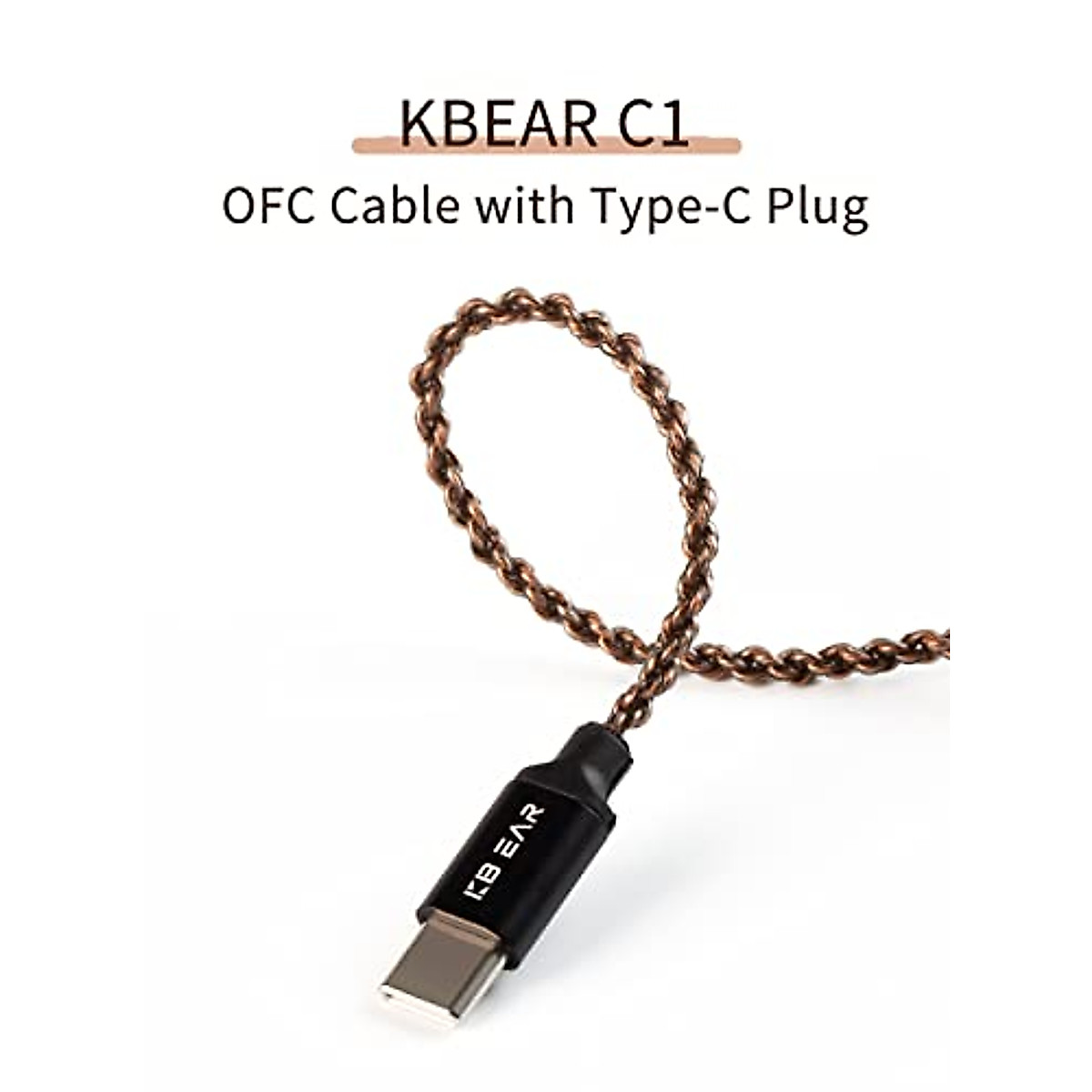 Keephifi Earphone Cable-KBEAR Type-C1 Connector Earbuds Upgrade OFC Cable with TFZ Pins Interface, Line-Control Noise Cancelling Microphone, Suitable for KBEAR HiFi Bass Headphone KS1 KS2(Brown)