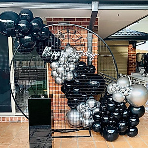 COKAOBE Black and Silver Balloons Garland Kit, 124pcs Black Metallic Silver Confetti Balloon Arch Kit for Wedding Engagements Birthday Graduation Baby Shower Celebrations Anniversary Party Decorations