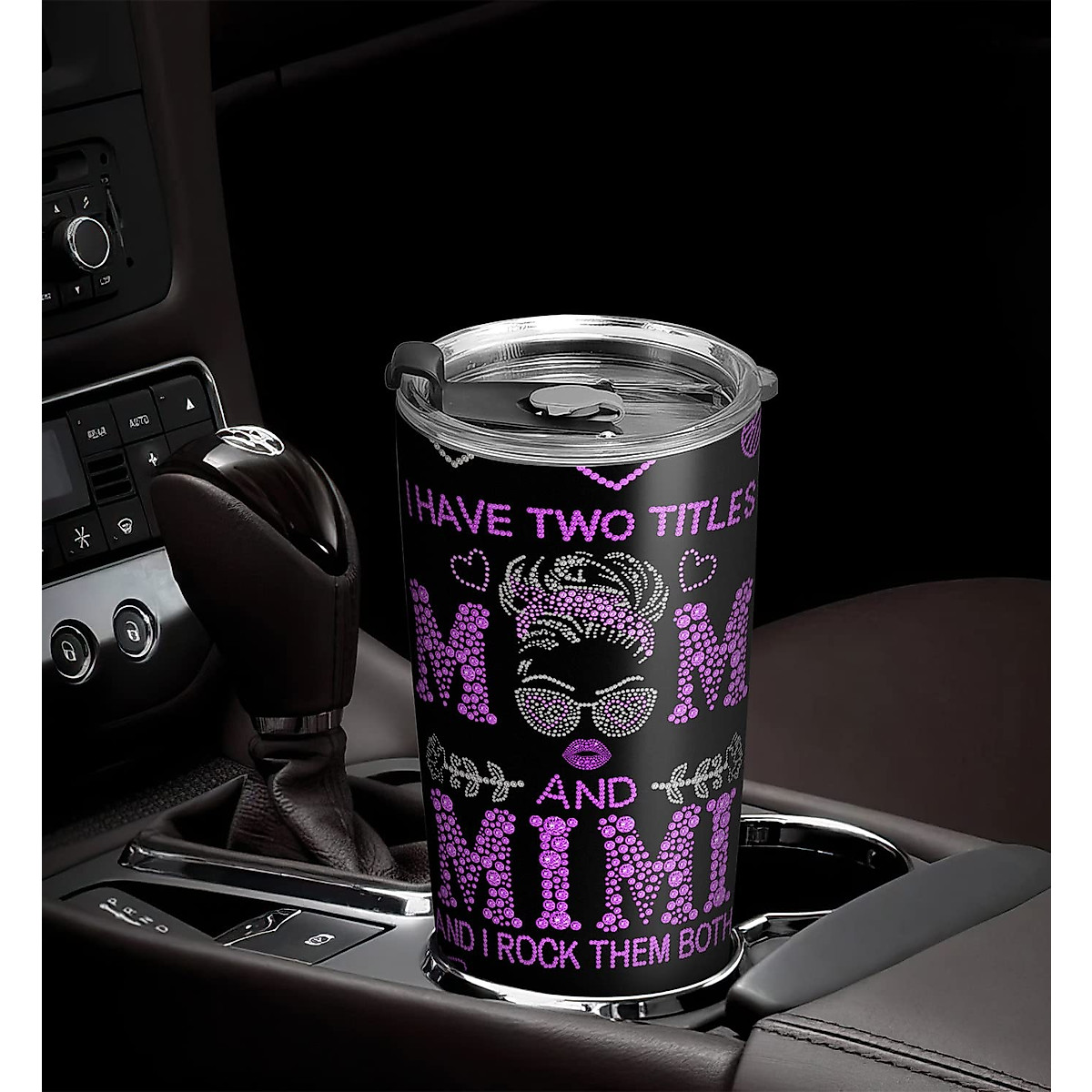 20oz Purple Jewelry Crystal Butterfly Flowers Mom and Mimi Tumbler, Mother, Grandma, Nana Gifts, Coffee Thermos for Women, Stainless Steel Double Wall Vacuum Insulated Coffee Mug, Travel Cup with Lid