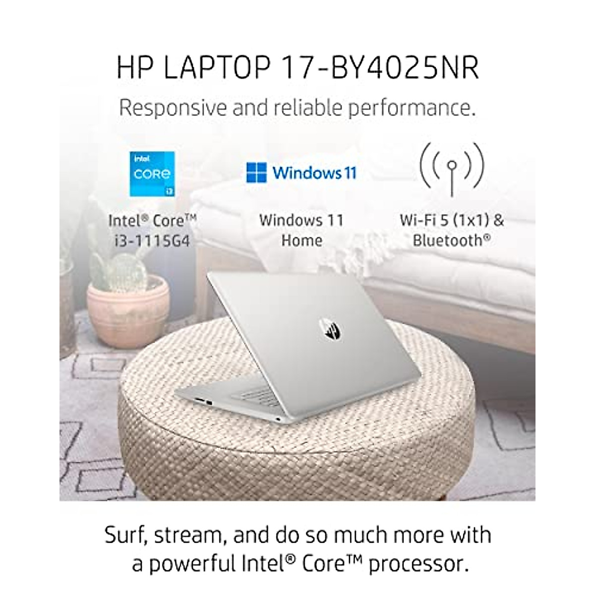 HP 17 Laptop PC, 11 Generation Intel Core, 4 GB RAM, 256 GB SSD, UHD Graphics, 17.3" HD+ Display, Windows 11 Home, Wi-Fi & Bluetooth Combo, 7 Ports, Long Battery Life, HD Webcam 17-by4025nr 2022