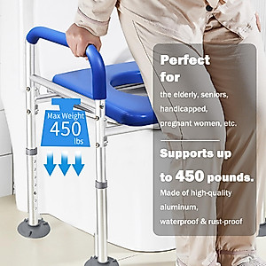 NexusSmash Raised Toilet Seat with Handles, Wide Padded Toilet Seat Risers for Seniors & Handicap, Stand Alone Toilet Safety Chair, Elevated Toilet Riser, Support 450lbs