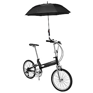 Flexzion Bicycle Umbrella Mount Holder, Swivel Connector Handlebar Frame Stand, Adjustable 2 Section Tube Handle, Outdoor Sports Accessories for 0.67~0.9 inch Handlebar Bike Baby Stroller Wheelchair