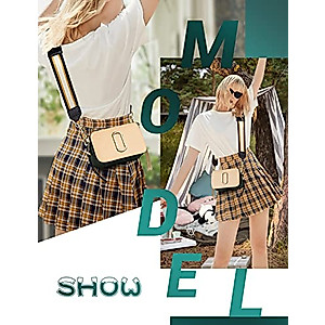 Iswohjzzz Designer Crossbody Bag Purse Women Snapshot Mini Leather Crossbody Bag Wide Strap Shoulder Handbag Camera Clutch Khaki