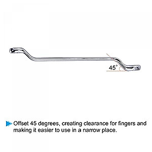 uxcell 45-Degree Offset Box End Wrench Set, 5.5-16mm Metric CR-V Steel with Rolling Pouch, 6-Piece