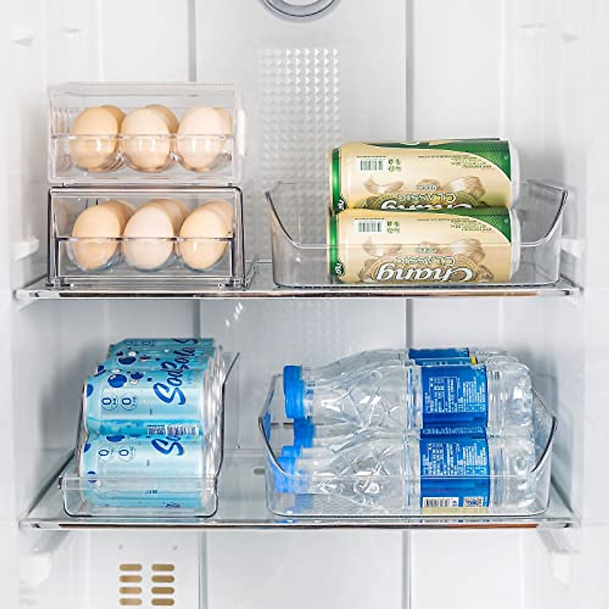 Ettori 2 Pack Water Bottle Organizer Refrigerator Organizer Bins and Clear Storage Bins for Fridge, Freezer, Cabinet, Cupboard, Pantry Shelf, BPA-Free