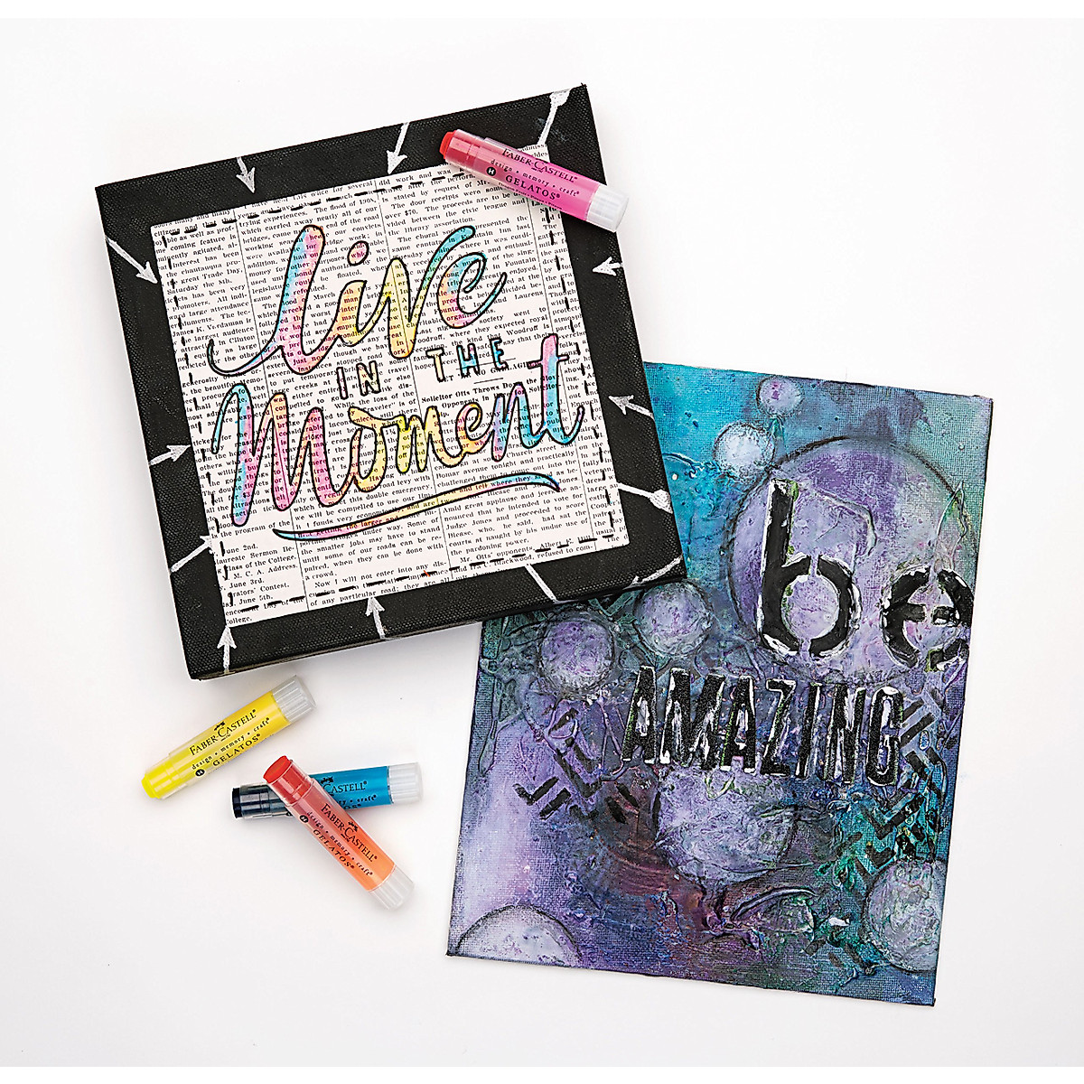 Faber-Castell Gelatos Colors Set, Iridescents - Water Soluble Pigment Crayons - 15 Iridescent Colors