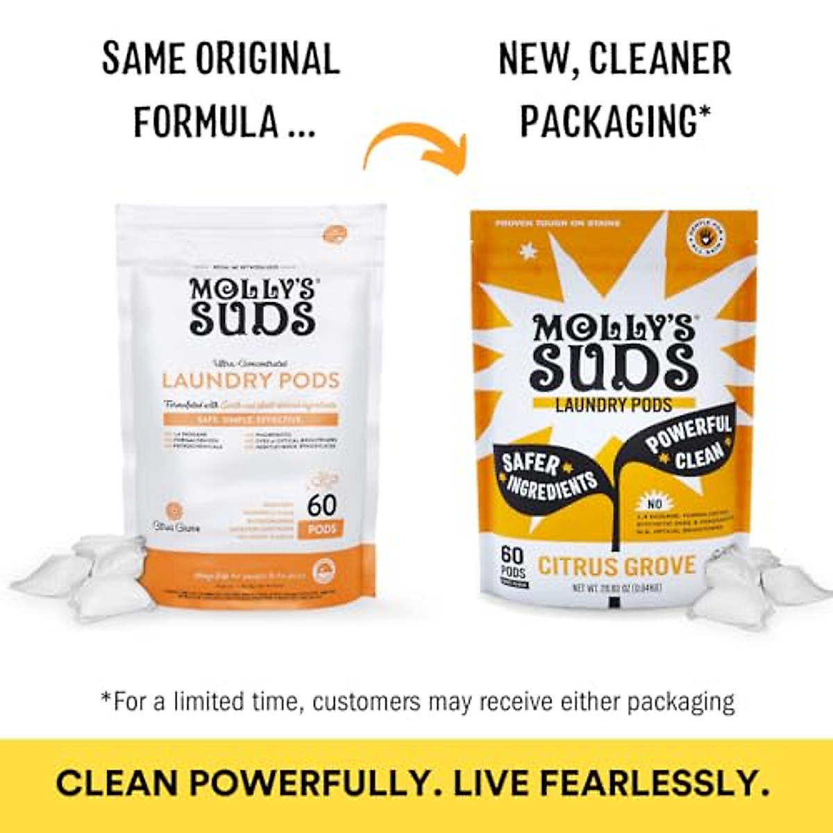 Molly's Suds Laundry Detergent Pods | Clean Detergent for Sensitive Skin | Ultra Concentrated and Stain Fighting | Citrus Grove - 60 Count