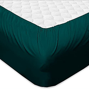 King Size 4 PCs Sheet Set - 400 Thread Count 100% Cotton - Deep Pocket with All Around Elastic on Fitted Sheet - Bedding for King Bed - Teal Green Solid