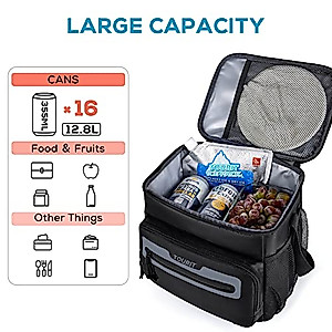 TOURIT Lunch Bag for Men Insulated Lunch Box for Men Leakproof Reusable Lunch Cooler Bag for Work, Office, Outdoor, Picnic, Black