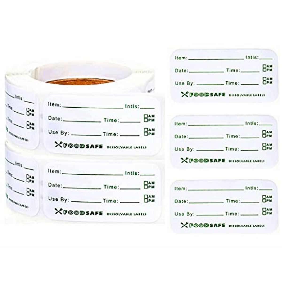 Kinteshun Food Storage Labels,Removale Dissolvable Food Preservation Sticker Label to Glass Plastic Metal Food Containers Jars for Kitchen Restaurant Food Storage Organization(500pcs,2x1")