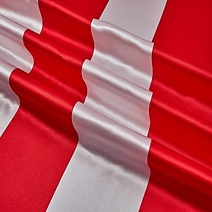 Charmeuse Satin 3.5 Stripe White/Red, Fabric by the Yard