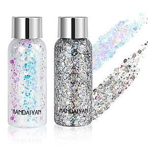 Body Glitter Gel, Long Lasting Holographic Face Glitter Gel for Hair, Body, Nail, Waterproof 9 Color Liquid Glitter Body Makeup fo Women (#8 Red, 1PC)
