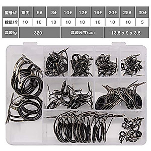 Fishcm 85pcs/lot of 9 Different Sizes of Stainless Steel and Ceramic Fishing Rod Guide Tips for Building and Repairing Rods Eye Rings Set