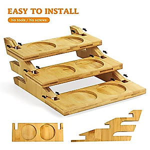 FTUREERA Qtip Holder Storage Organizer, 3 Layer Cotton Ball Holder Apothecary Jars Storage Rack for Bathroom，Suitable for 6 Pack Bathroom Jars up to 2.8 Inches in Diameter