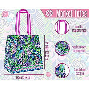 Lilly Pulitzer Market Shopper Bag, Reusable Grocery Tote, Shoulder Bag for Produce or Travel, How You Like Me Prowl