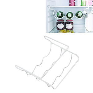 KWQBHW Fridge Wine Rack Water Bottle Holder Refrigerator Bottle Rack Hanging Drink Bottles Shelf Metal Wine Storage Organizer for Kitchen Holds 3 Bottles