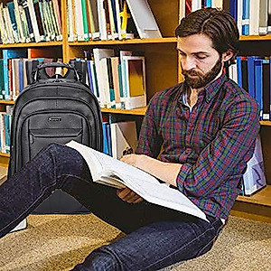 Laptop Backpack Waterproof Leather Backpacks with USB port fit 15.6" Laptops for Men and Women Travel Daypack Backpack Black (Shcool Backpack)