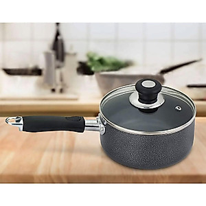 Kitchen Saucepan Pot Heavy Gauge Granite Look with Tempered Glass Lid Heat Resistant Lid & Pot Handles 2,3,4,5 Qt (4 Qt & 5 QT Combo Set)