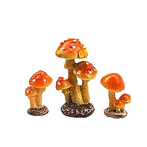 ODDIER 3pcs Resin Mushroom Miniature Fairy Garden Decoration Accessories Garden Sculptures Statues,Yard Garden Decor for Outside Gnomes Outdoor Decor for Patio Zen Garden