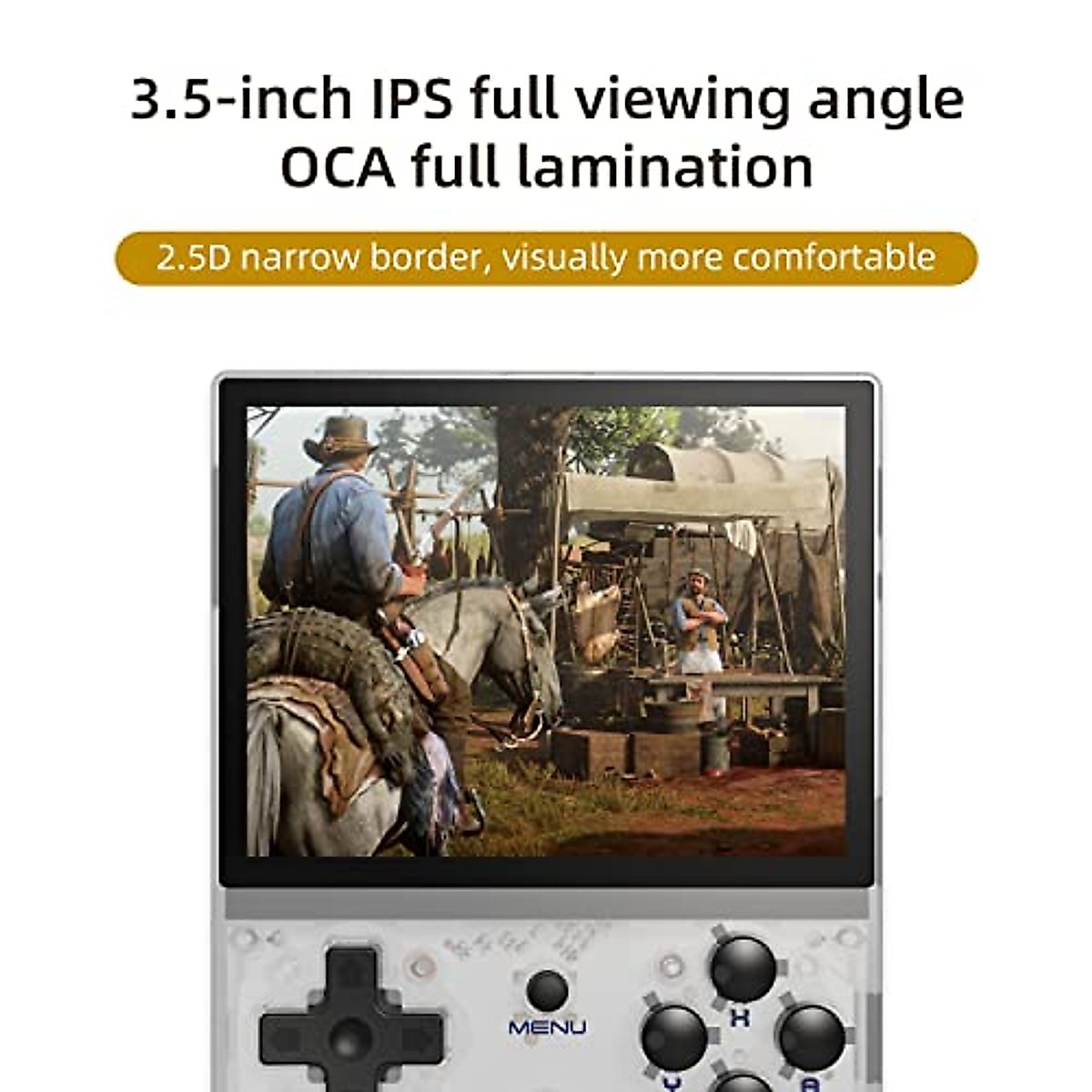 RG35XX Handheld Game Console , 3.5 Inch IPS Screen Linux System Built-in 64G TF Card 5474 Classic Games Support HDMI TV Output (Transparent White)