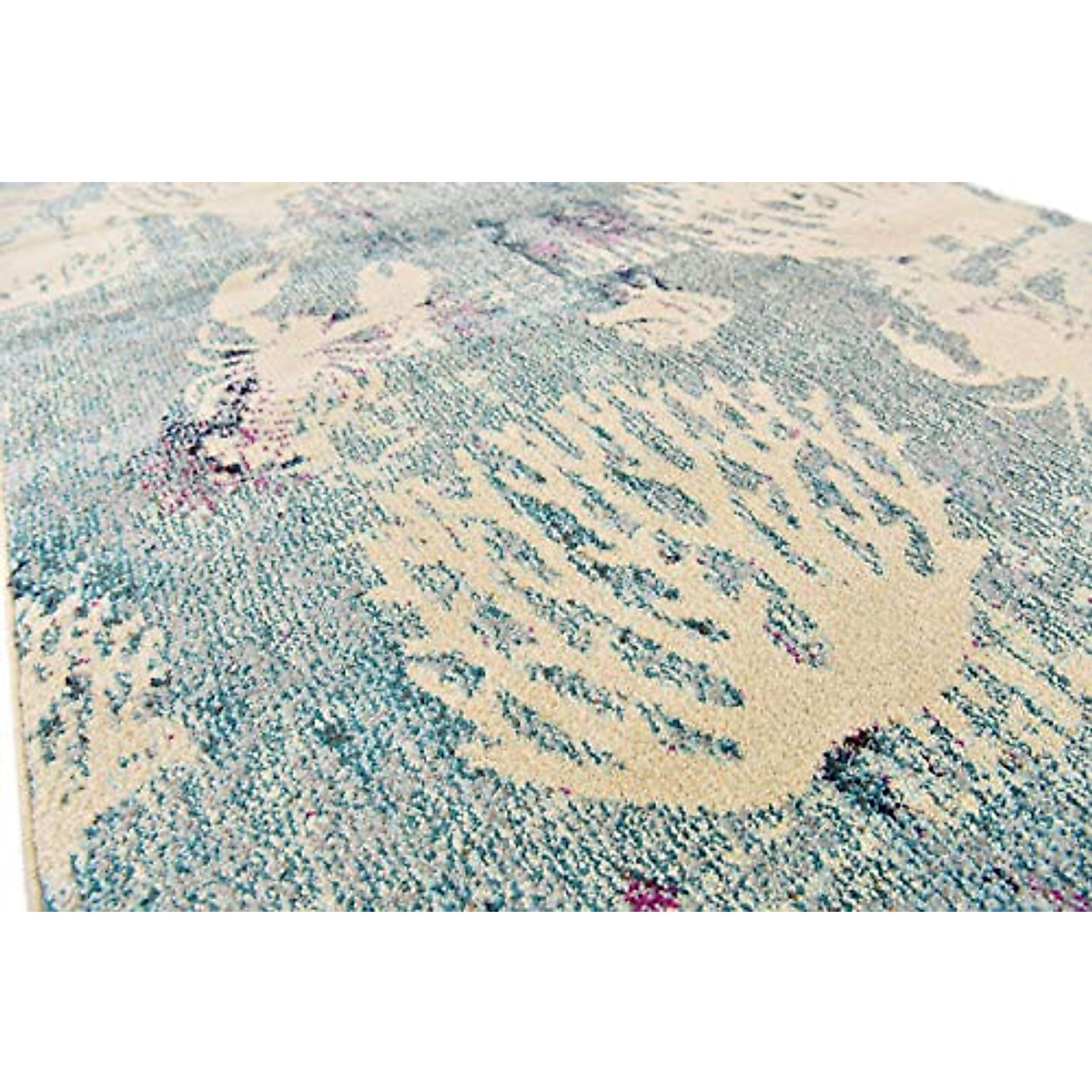 Unique Loom Positano Collection Coastal Modern Coral Lobster Shells Light Blue Area Rug (4' x 6')