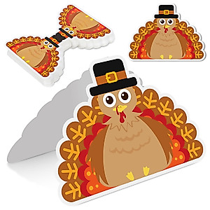 JarThenaAMCS 50 Pcs Thanksgiving Table Tent Place Cards Turkey Guest Folded Seat Assignment Seating Cards Name Escort Card Food Tag Label for Fall Autumn Wedding Baby Shower Birthday Buffet,4" x 2.8"