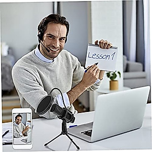Vaguelly 2 Sets Computer Microphone Podcast Studio Microphone Laptop Stand for Desk Live Broadcast Mic Usb Recording Mic Condenser Microphone Recording Microphone Trumpet Capacitance Metal