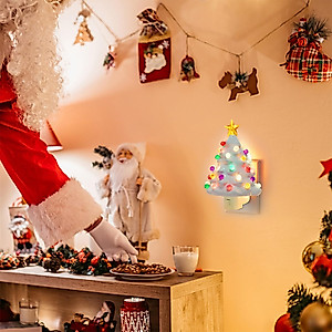 Hausse White Christmas Tree Night Light, Decorative Ceramic Xmas Tree Nightlight with Lamp for Kids, Multicolor Bulbs & 360 Degree Swivel Plug with On/Off Switch for Kitchen Bathroom Bedroom Decor