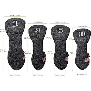 YuEagleSky Golf Club Head Covers (4PCS) Driver Fairway #3#5 Hybrid Space Cotton Black for Men Women
