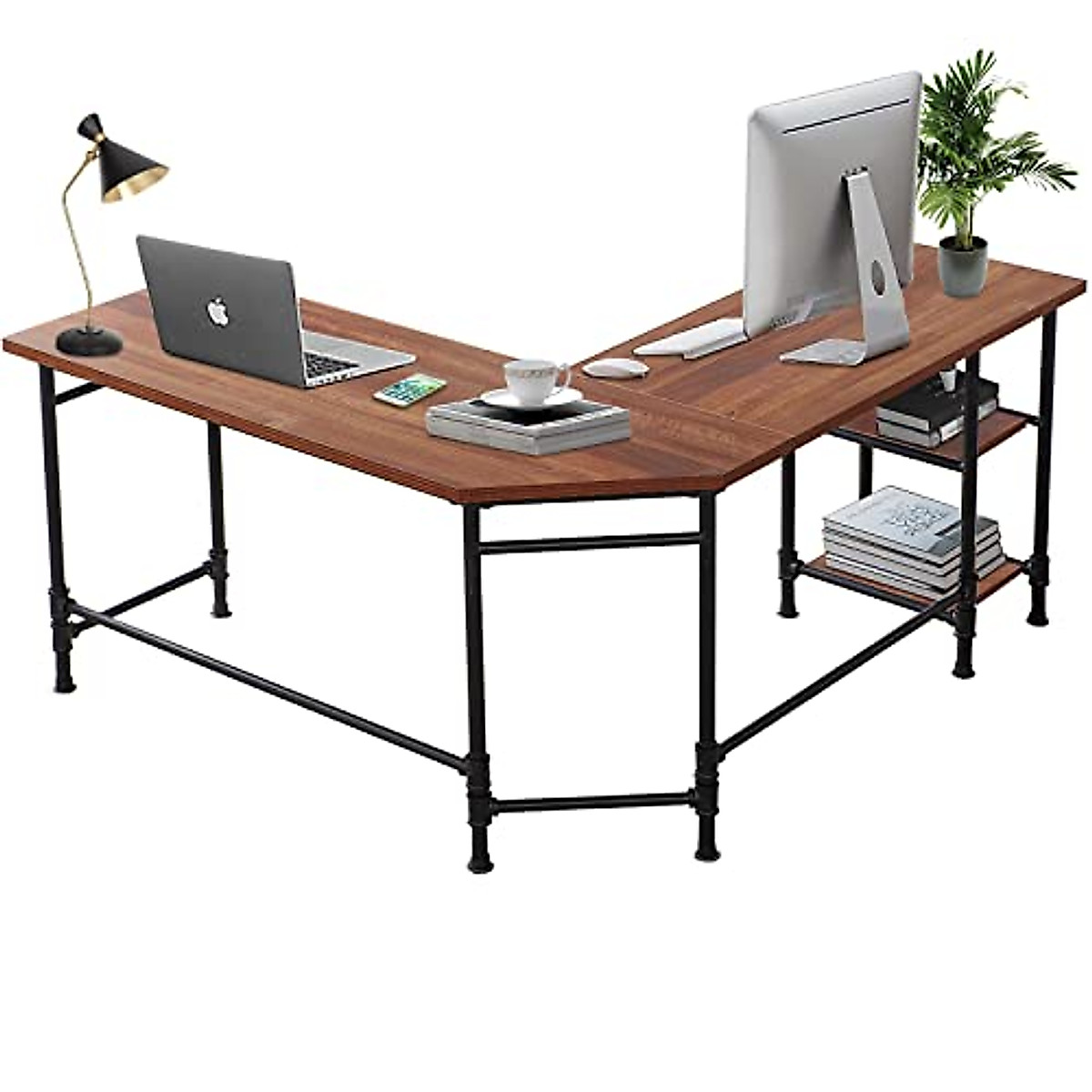TEAKMAMA L Shaped Computer Desk, Computer Corner Desk, Gaming Desk, Sturdy Office Desk, Modern Simple Study Desk, Writing Computer Desk, Home Office Desks, Rustic Computer Table, Easy to Assemble