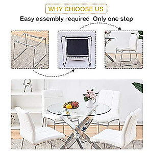 White Dining Chairs Set of 2 - Faux Leather Dining Chairs, Comfortable Modern Kitchen Chairs with Chrome Legs for Dining Room Chairs, Living Room, Bedroom, Waiting Room Chairs