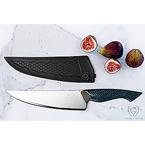 Dalstrong Chef Knife - 8 inch - Frost Fire Series Arctic Ocean - High-Chromium 10CR15MOV Stainless Steel Kitchen Knife - Sand Blasted Frosted - Ocean Teal Honeycomb Handle - Sheath - NSF Certified