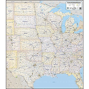 Central US Laminated Wall Map (36” wide by 42” high)