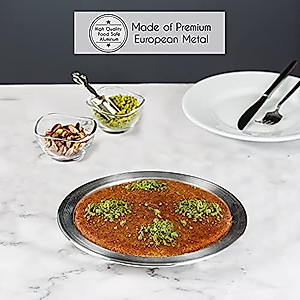 Volarium Kunefe Plate Medium, Cooking and Serving Plates for Kunafa, Kataifi, Knafeh and Shredded Phyllo Dough, Set of 3, Aluminum, Silver (Small-3PCs)